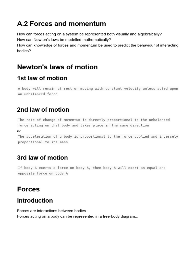 A.2 Forces and momentum | PDF | Force | Momentum