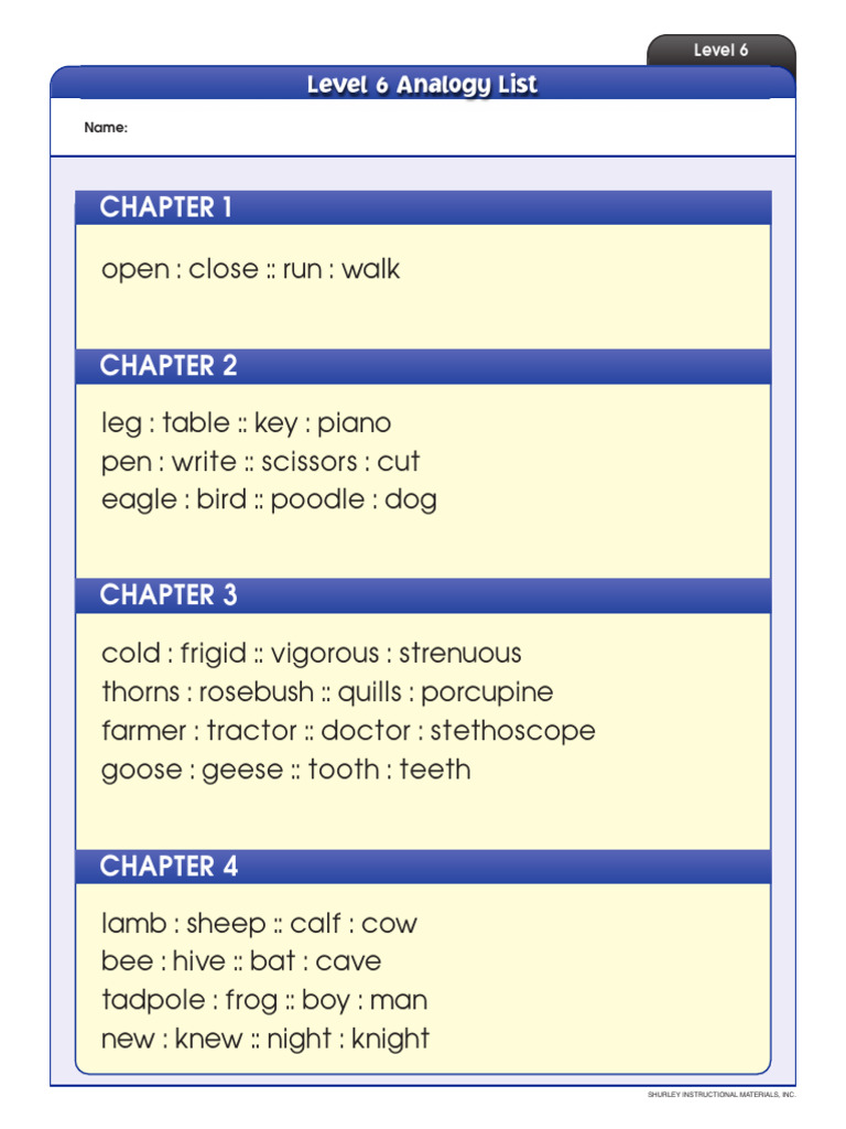 Analogy List-L6 | PDF