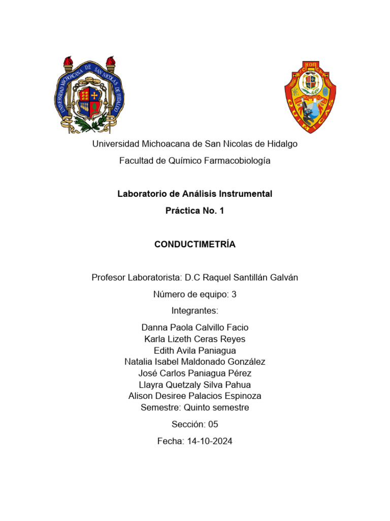 CONDUCTIMETRIA REPORTE DE PRACTICA-1 | PDF | Resistividad Eléctrica y ...