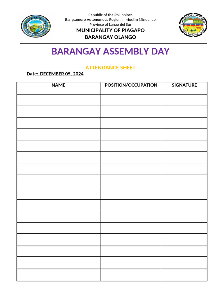 Assembly Attendance 2024 | PDF