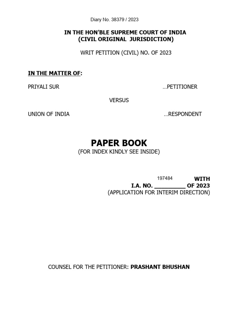 Priyali Sur vs. UOI (Final Writ Pettiion) | PDF | Immigration Detention ...