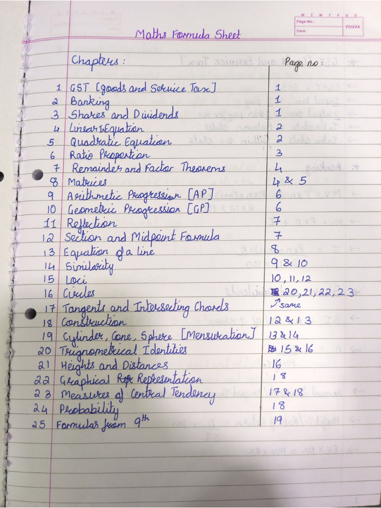Math Imp Formula | PDF