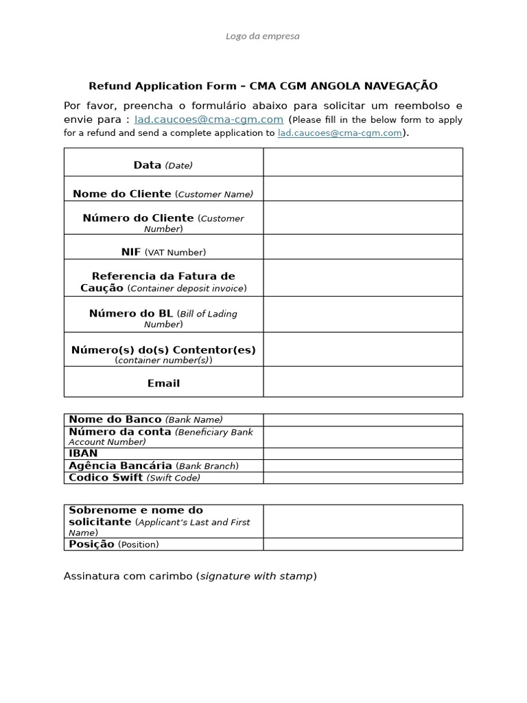 Refund Application Form - V4 | PDF