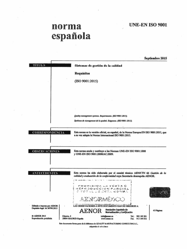 ISO 9001-2015 Norma | PDF