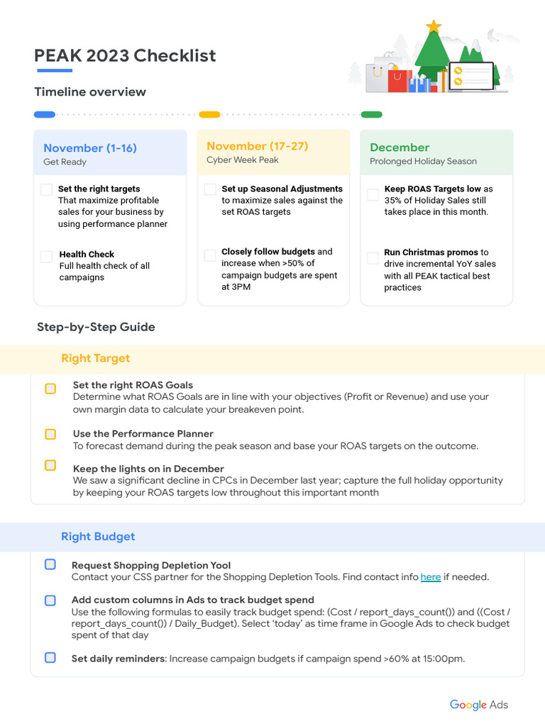 Peak 2023 Checklist For Northern Europe - 1 | PDF | Budget | Marketing