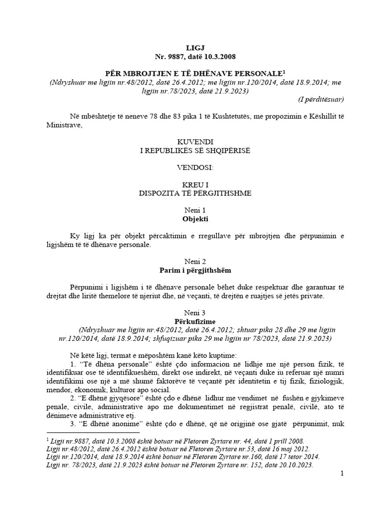 Ligj 2008 03 10 9887 Perditesuar Nga QBZ 1 | PDF