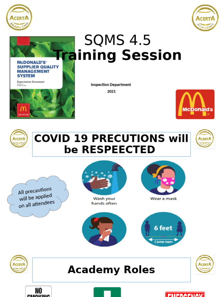 SQMS Training for Inspectors | PDF | Verification And Validation | Food ...