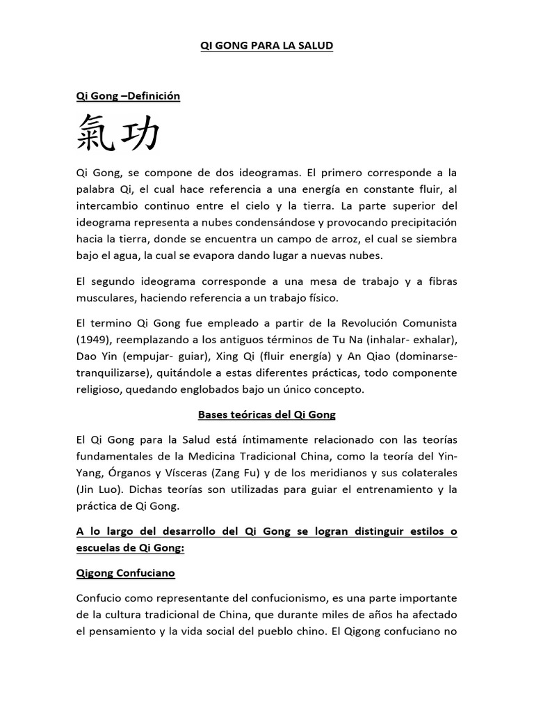 Qi Gong: Salud y Bienestar Integral | PDF | Qigong | Qi