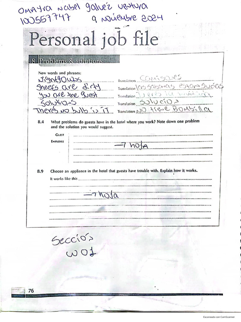 Personal Job Unit 8 | PDF