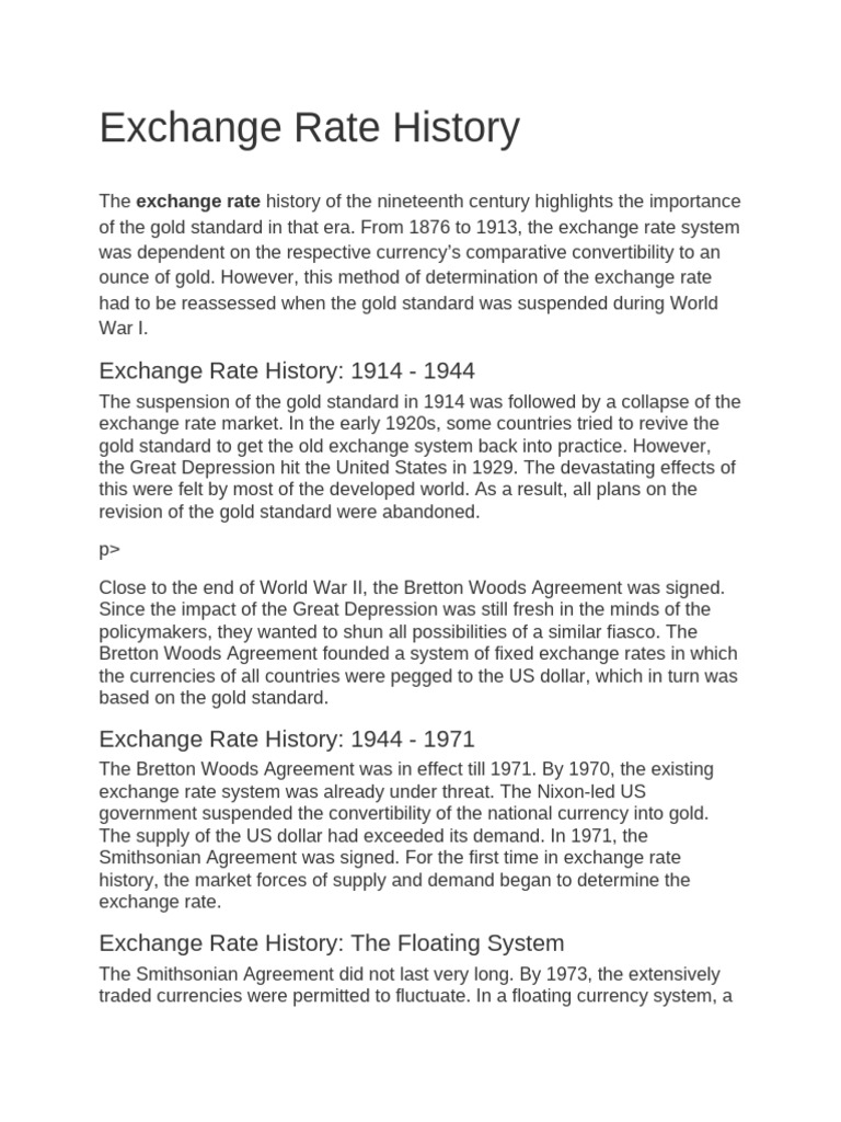 Exchange Rate History | PDF