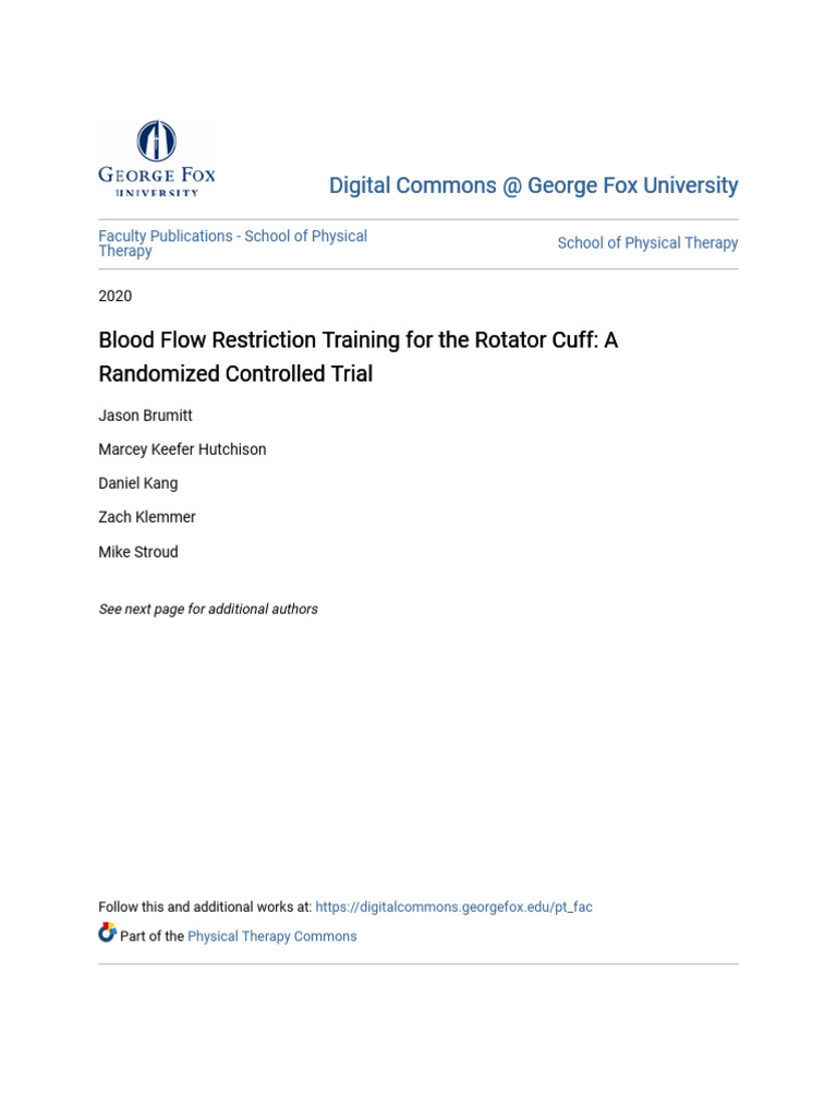 Blood Flow Restriction Training For The Rotator Cuff - A Randomize ...