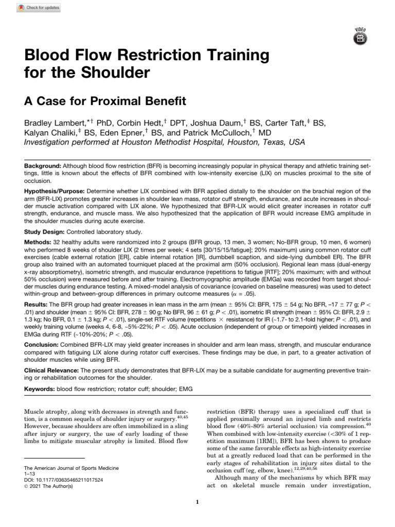 Blood Flow Restriction Training-A Case For Proximal Benefit | PDF ...