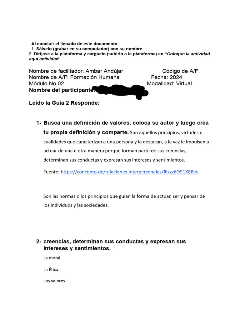 Formacion Humana, practica Infotep | PDF | Empatía | Amistad