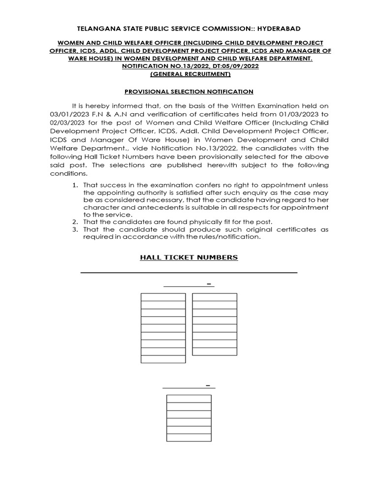 Provisional Selection for TSPSC 2023 | PDF | Government | Public Law