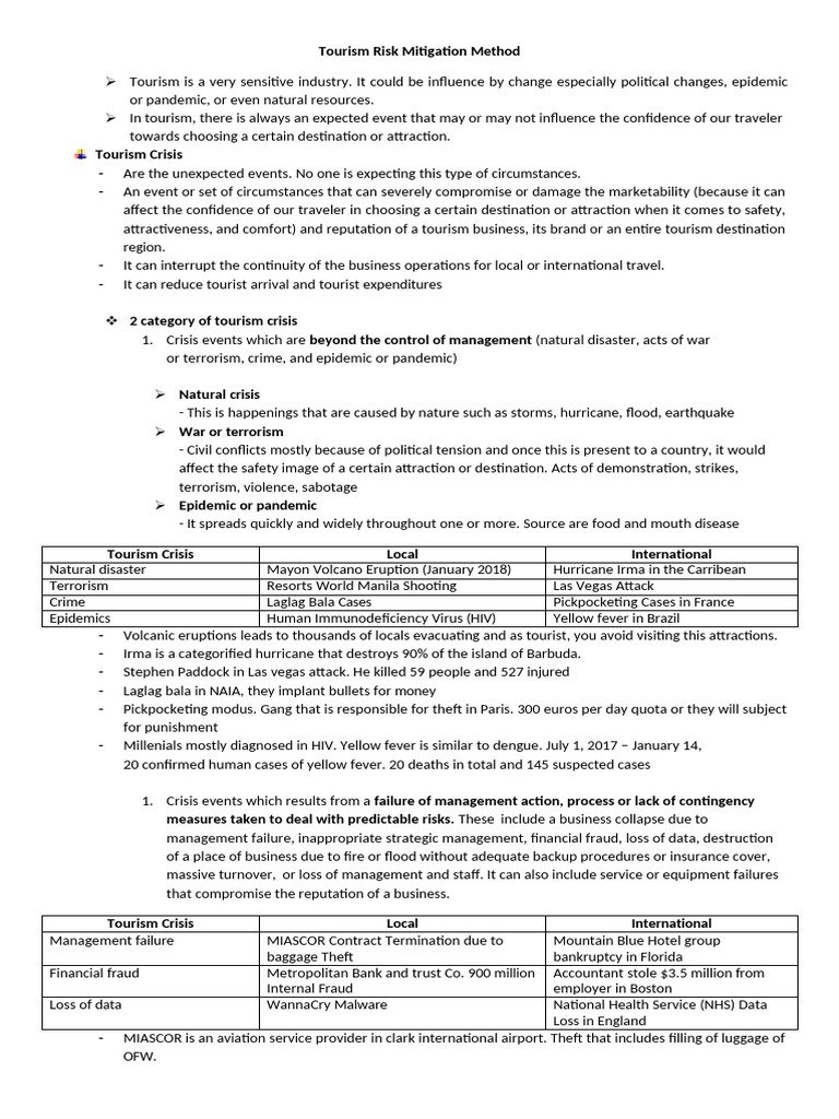 Tourism Risk Mitigation Method | PDF | Tourism