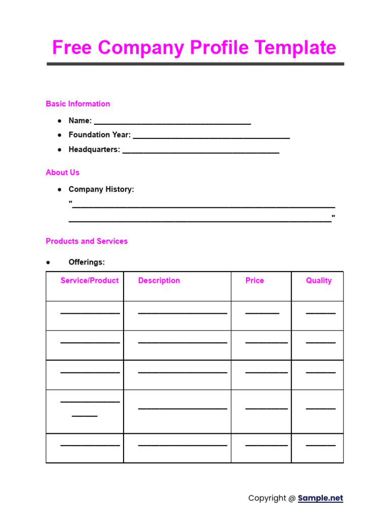 Free Company Profile Template | PDF