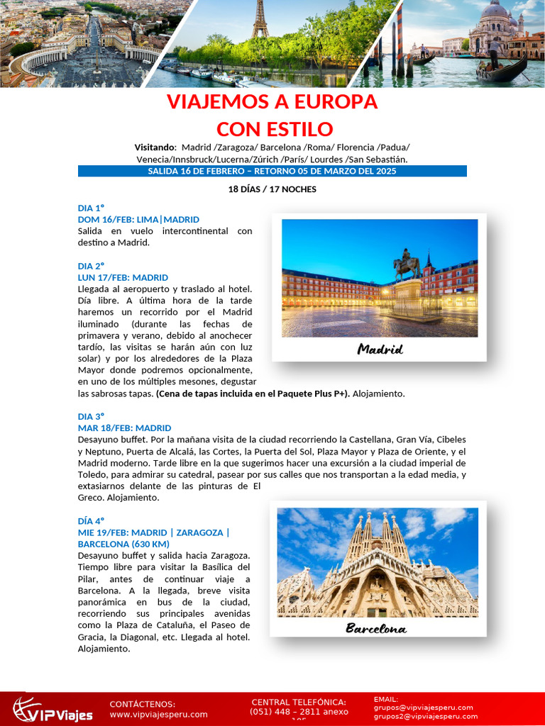 Viajemos A Europa Con Estilo 16feb - Calendario Vip2025 Web | PDF | Madrid