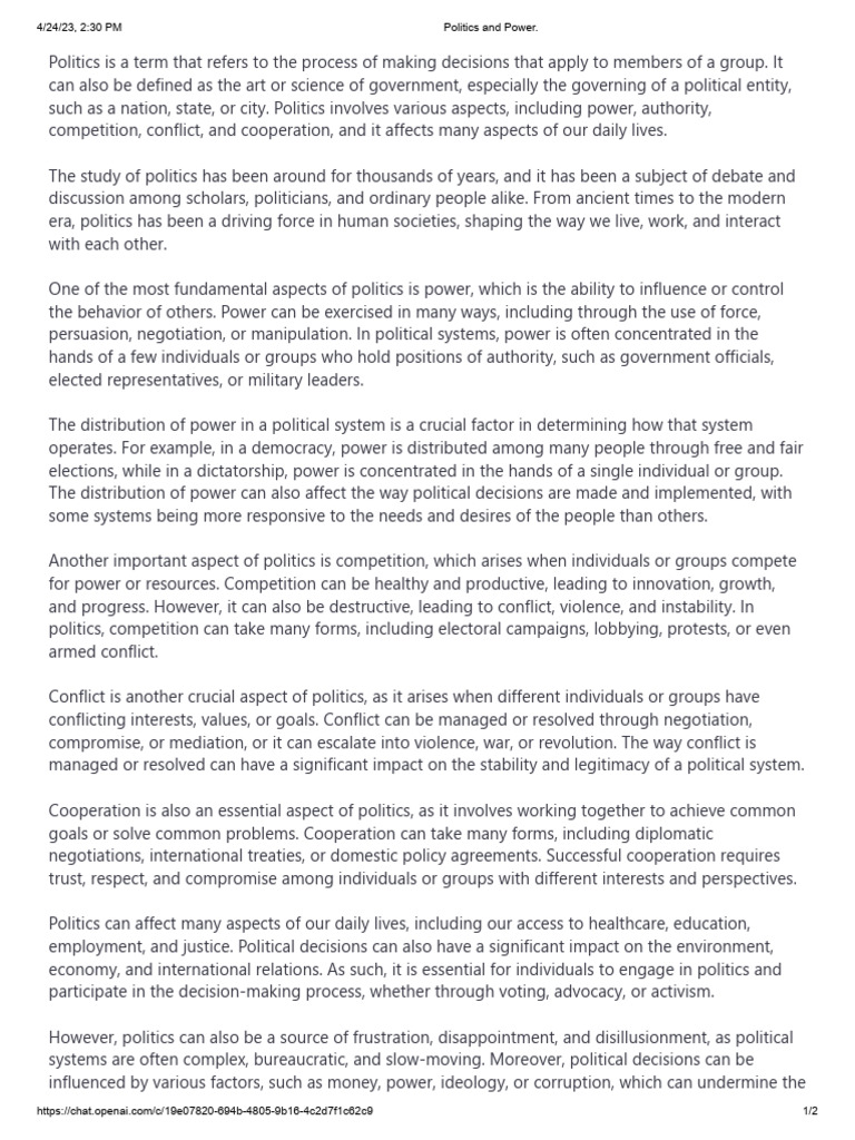 Politics and Power_ | PDF | Negotiation | Competition