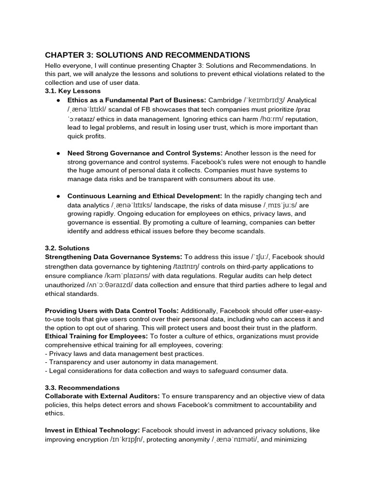 Chapter 3 - Solutions and Recommendations | PDF | Privacy | Facebook