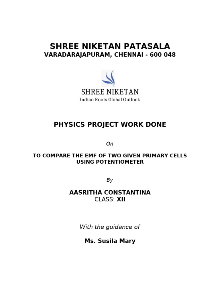 Physics Potentiometer Project 12th | PDF