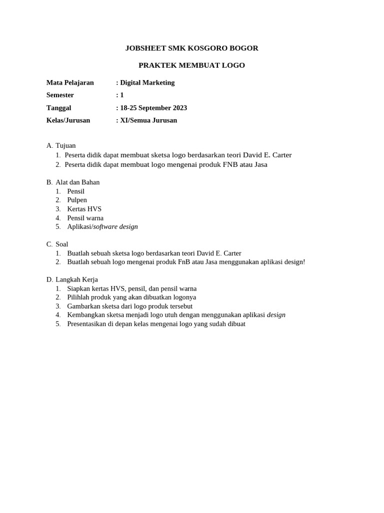 Jobsheet Digital Marketing | PDF