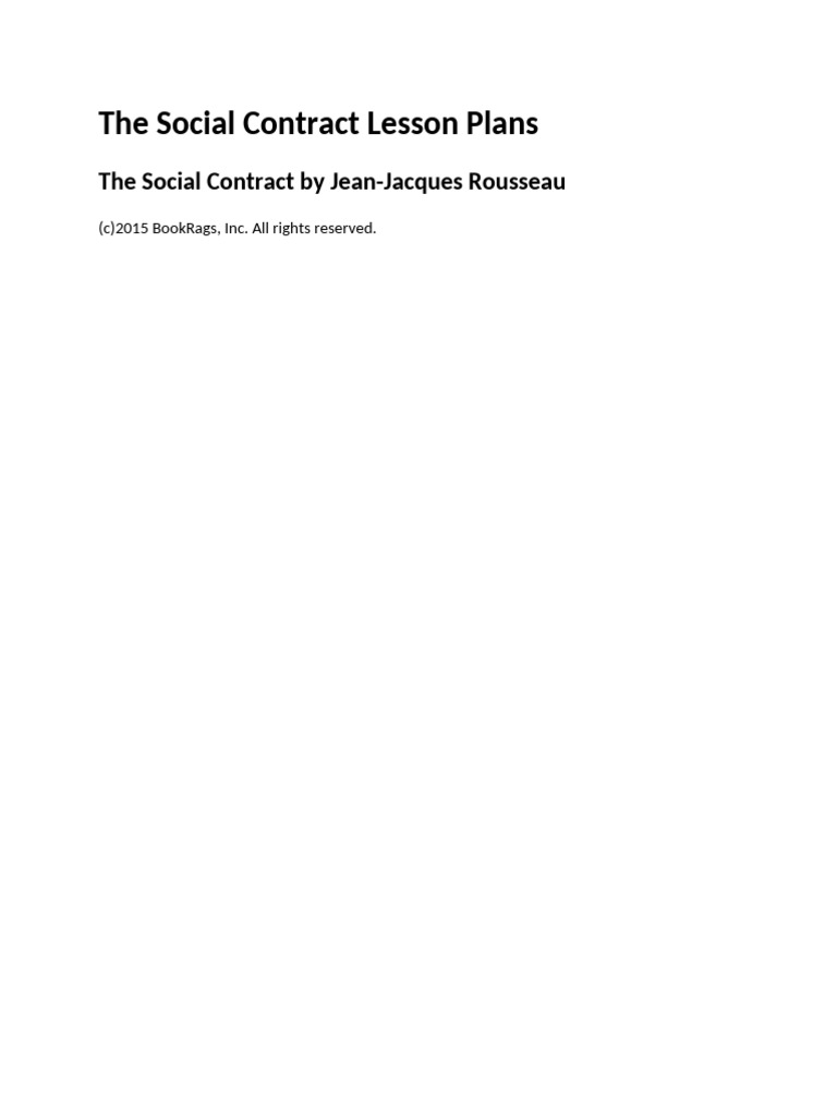 Comprehensive Social Contract Lesson Plans | PDF | Lesson Plan | Essays