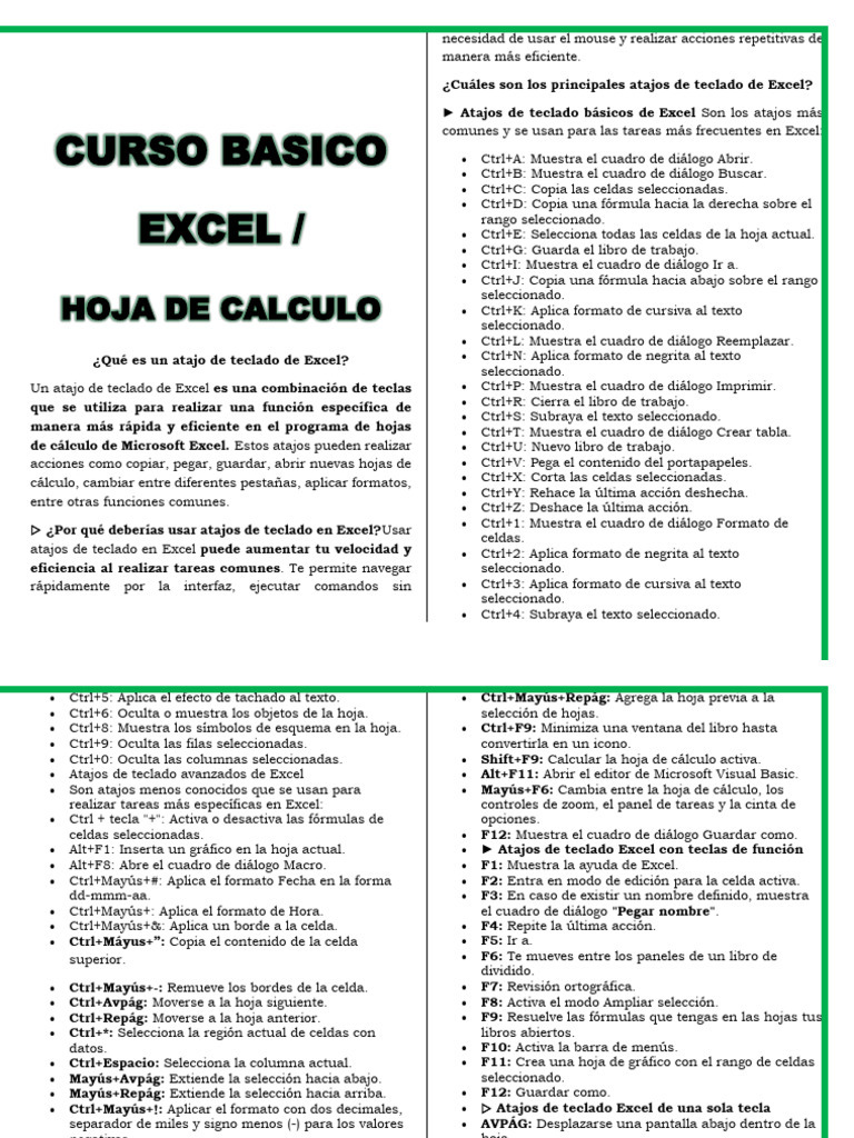 CURSO EXCEL(HOJA DE CALCULO) | PDF | Microsoft Excel | Hoja de cálculo