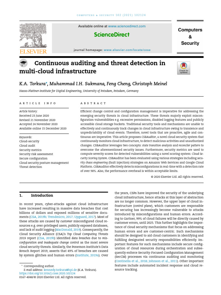 Continuous Auditing and Threat Detection in Multi-Cloud Infrastructure | PDF | Cloud Computing ...