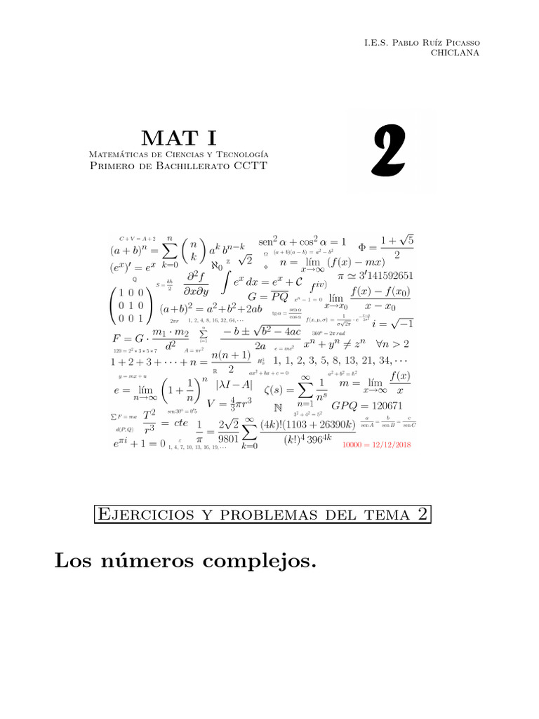 T02 - Numeros complejos [Ejercicios] | PDF | Número complejo | Matemática Elemental