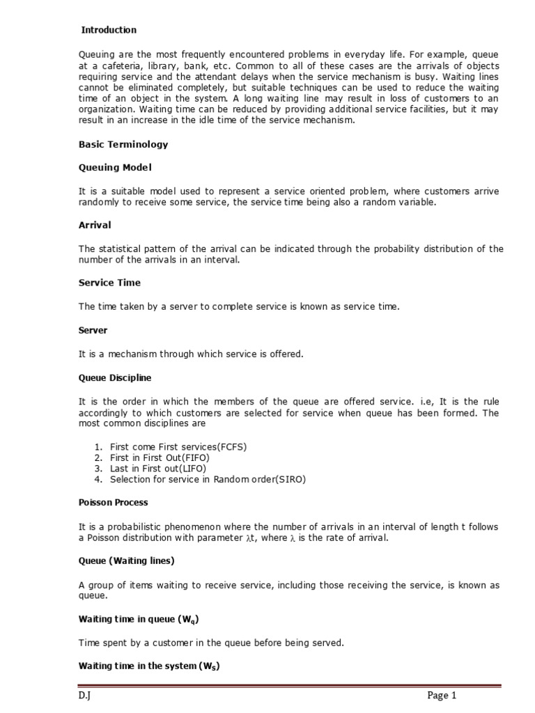 Class Note-CSE605A-MODEL-3-Queue Models | PDF | Probability Theory ...