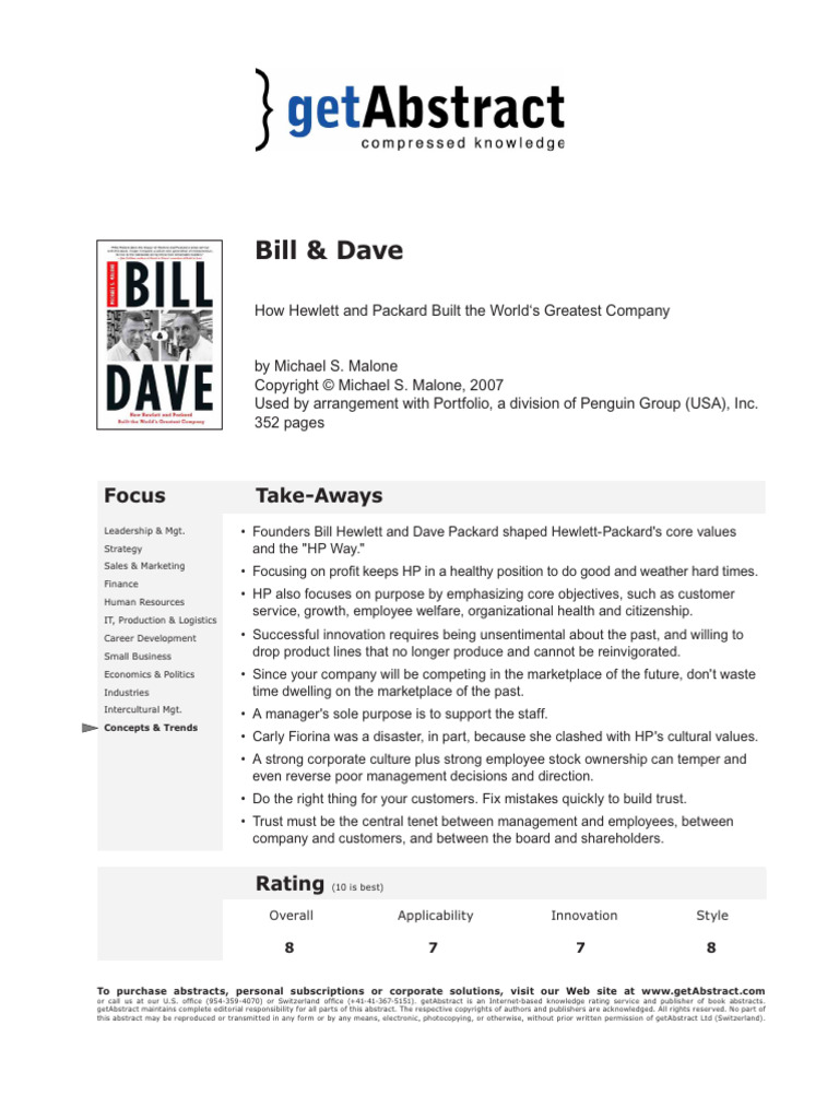 Bill and Dave: Founders of HP's Legacy | PDF | Hewlett Packard | Business