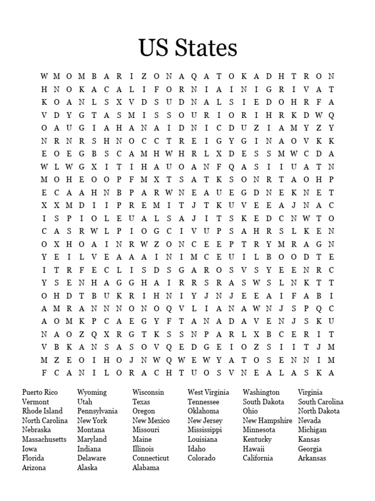 Us Word Search | PDF | Southern United States