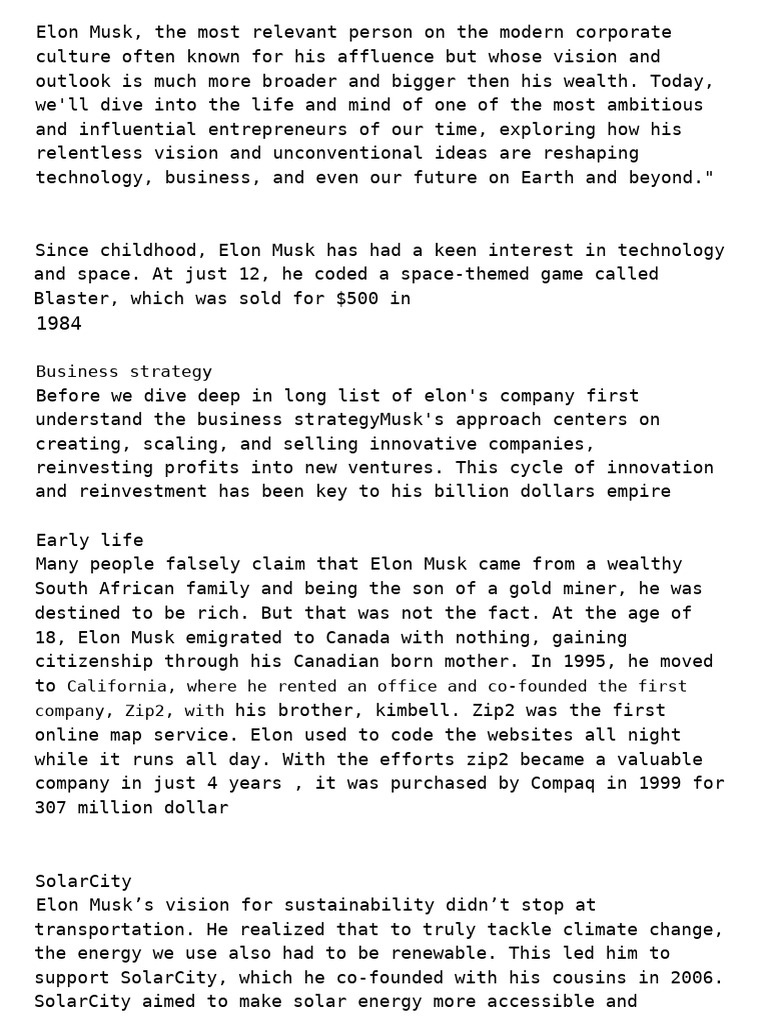 Presentation Elon Musk Script | PDF | Elon Musk | Solar City