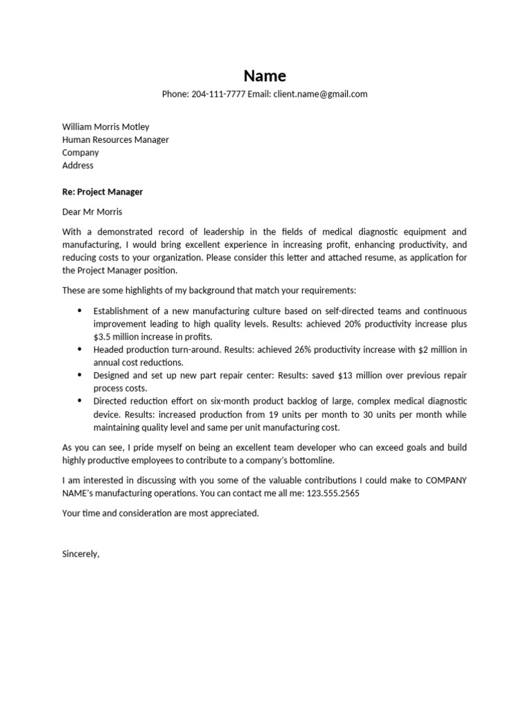 Cover Letter Sample 2 | PDF
