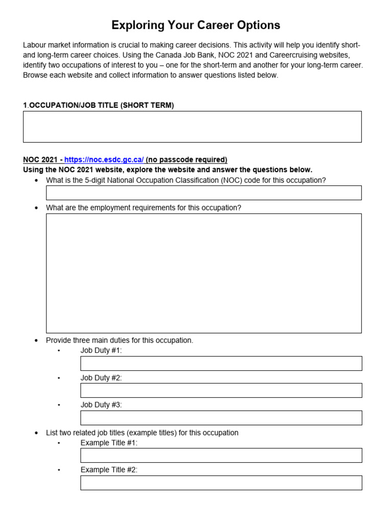 Career Exploration Guide for Canada | PDF | Password | Industrial Relations