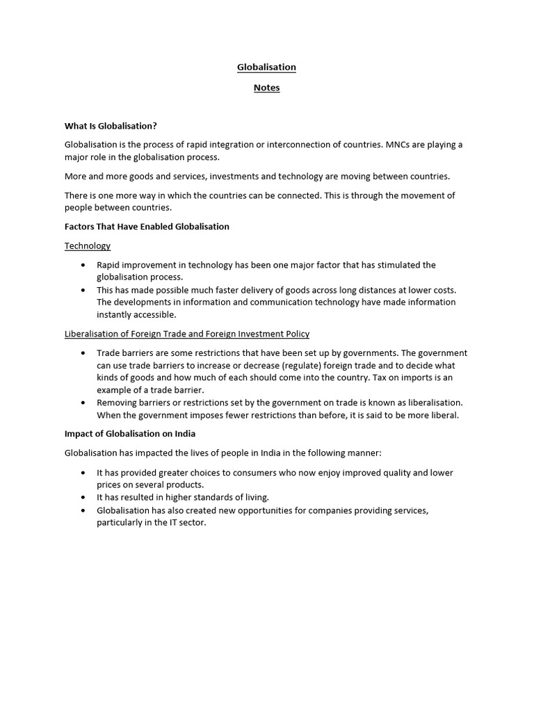 Globalization Notes | PDF