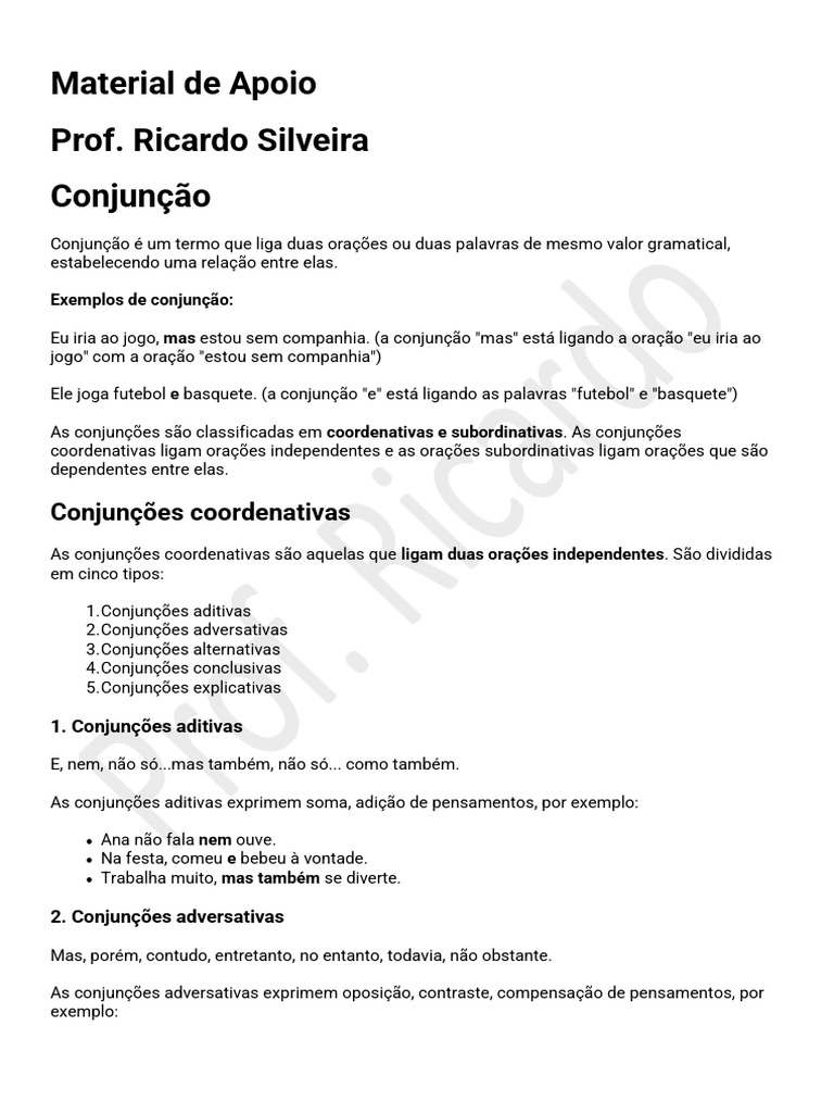 CONJ, ADV, PREP E INTER | PDF | Advérbio | Tipologia linguística
