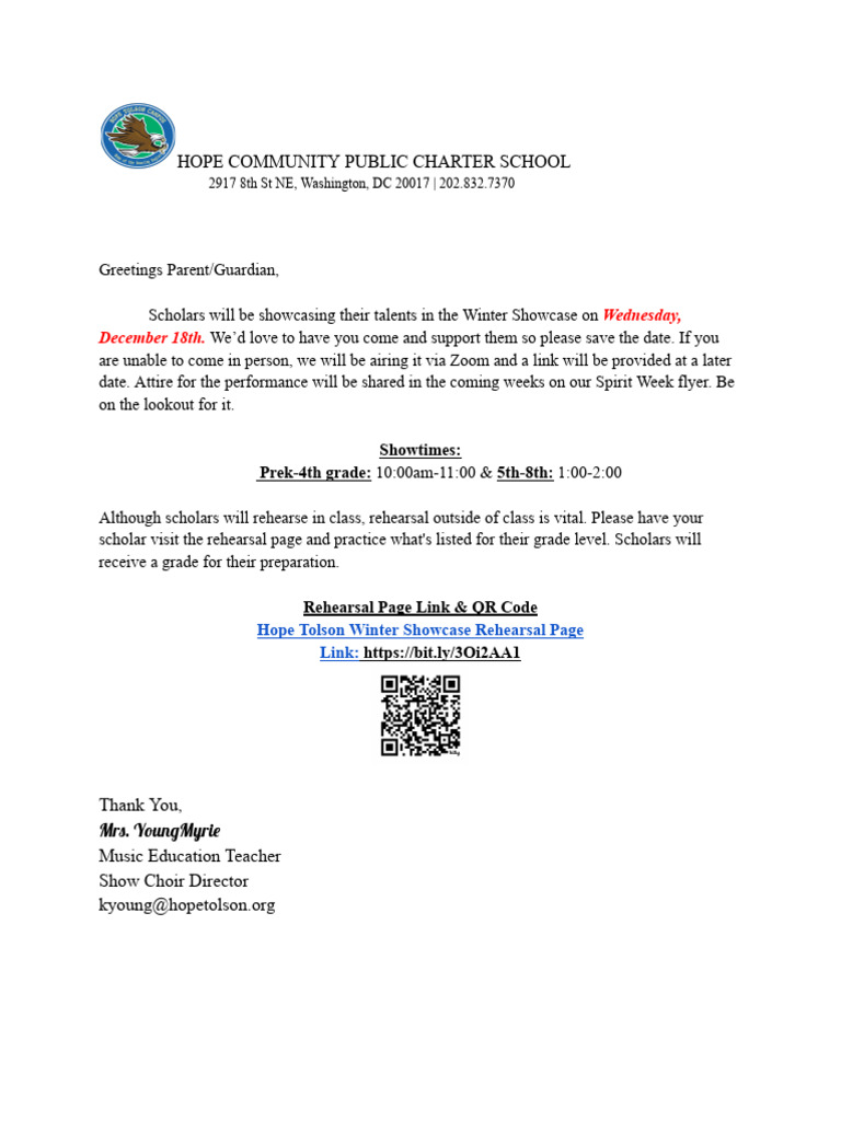 Winter Showcase Letter 2024 | PDF