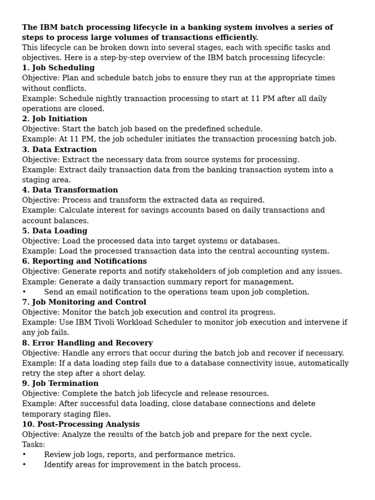 IBM batch processing lifecycle | PDF | Databases | Database Transaction