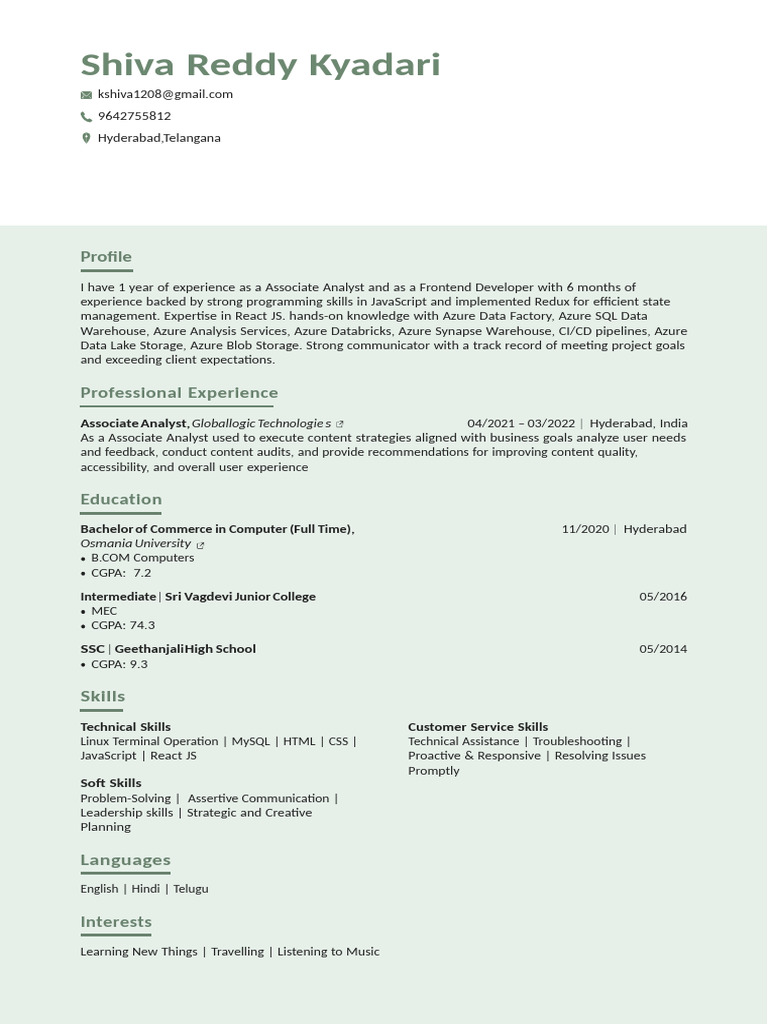 Shiva Reddy Kyadari Resume | PDF | Software Engineering | Computing