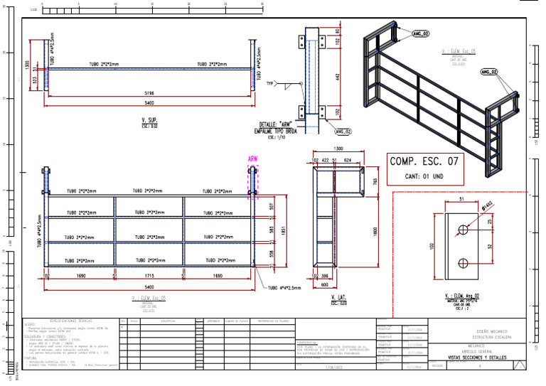 Plano Esc. Comp. 07 | PDF | Acero | Materiales