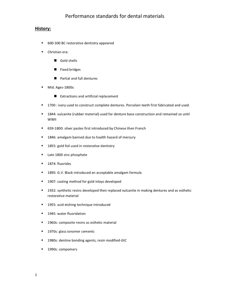 Assignment-1 Specification Standards For DM | PDF | Dental Material ...