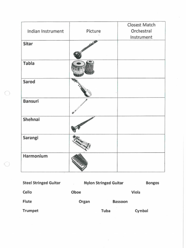 Instrument Match Up | PDF