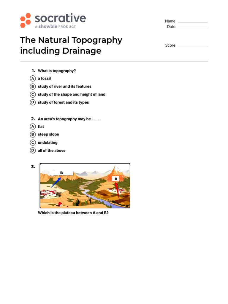 Quiz - The Natural Topography Including Drainage | PDF | Floodplain ...