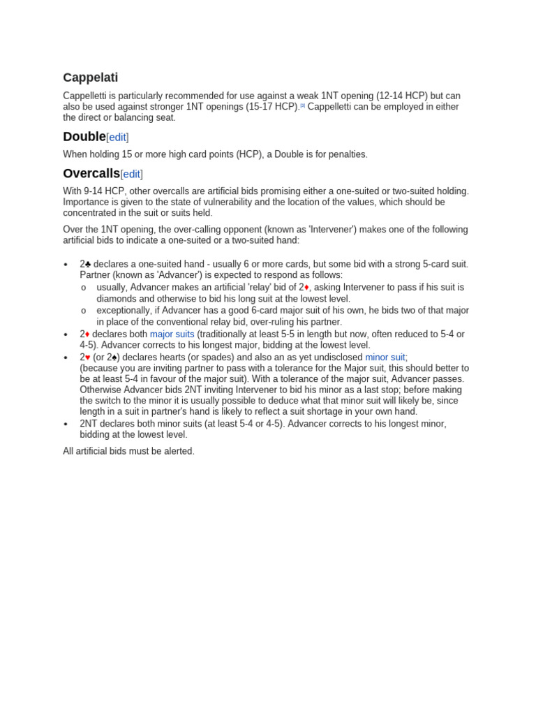 Bridge Strategy: Mastering Cappelletti | PDF