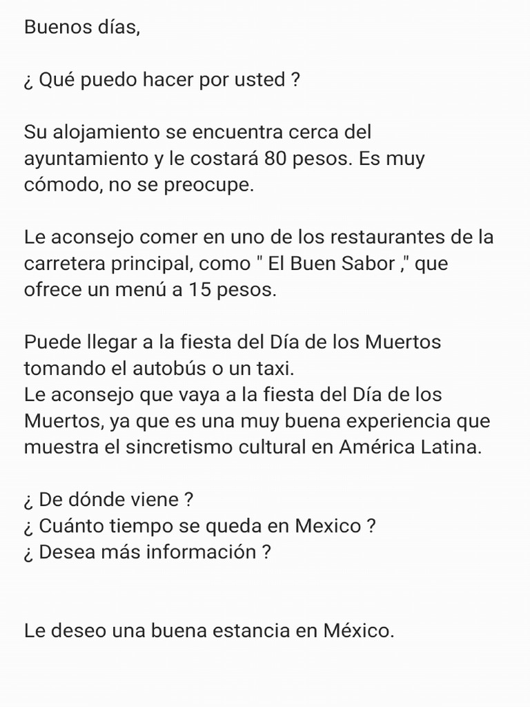 Diálogo - Un Turista y Un Empleado | PDF