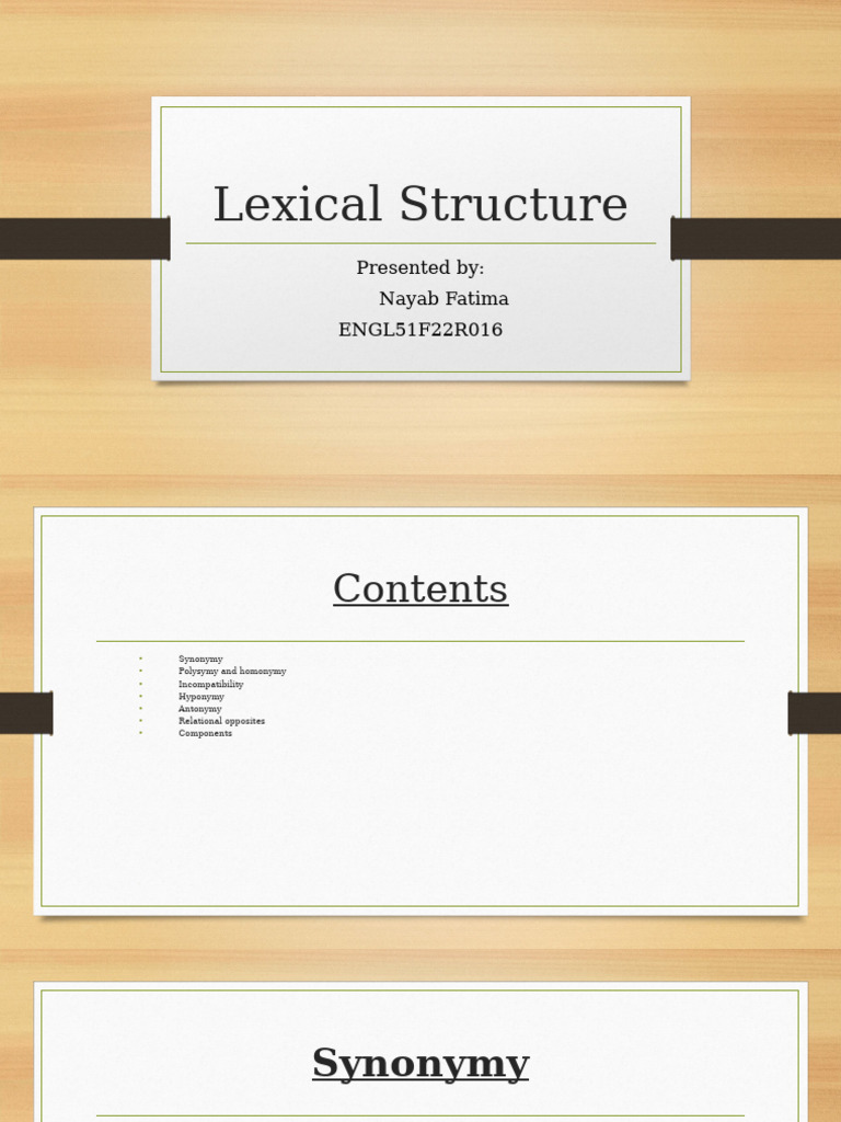 Lexical Structure. | PDF | Linguistics | Lexical Semantics Lexical Structure. | PDF | Linguistics | Lexical Semantics