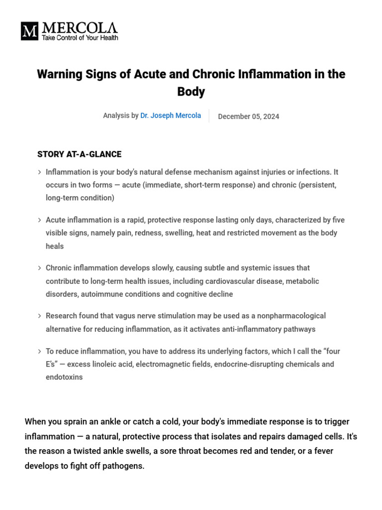 Warning Signs Acute Chronic Inflammation PDF | PDF | Inflammation ...