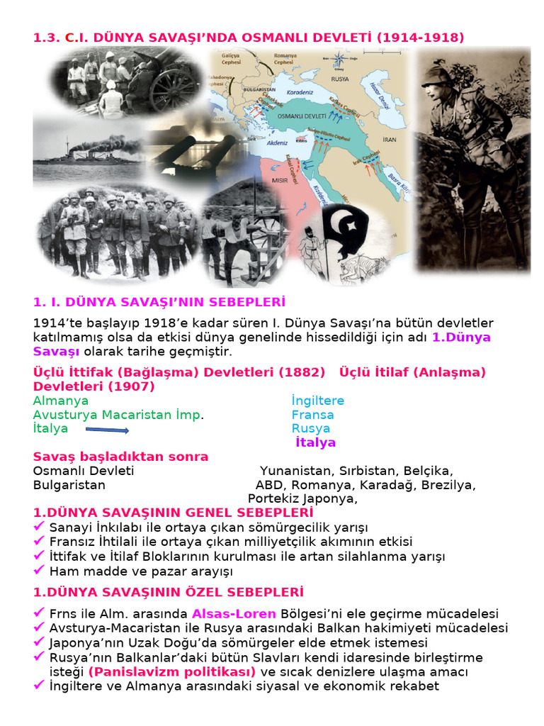 1.3.I. DÜNYA SAVAŞI (1914-1918) | PDF