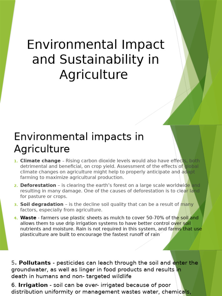 Environmental Impact and Sustainability in Agriculture | PDF ...